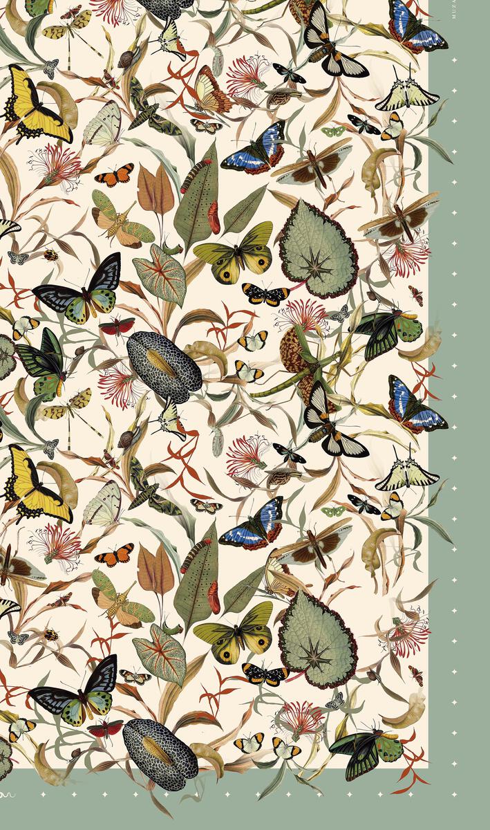 TABLECLOTH AQUA BUTTERFLY 150 x 150 CMS - MISI HOME