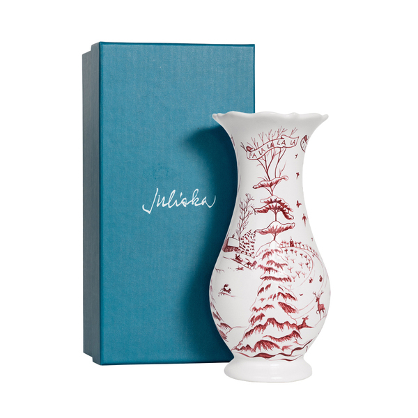 Country Estate Winter Frolic 9" Vase - Ruby - MISI HOME