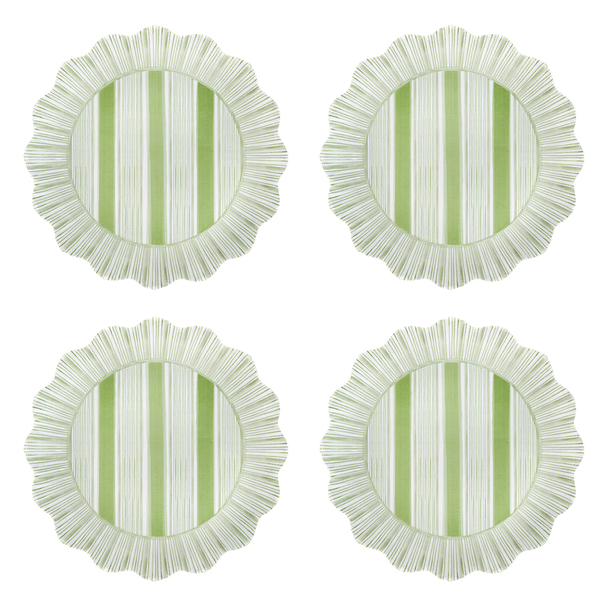 Cabana Stripe Melamine Dessert/Salad Plate Set/4 - Seagrass - MISI HOME