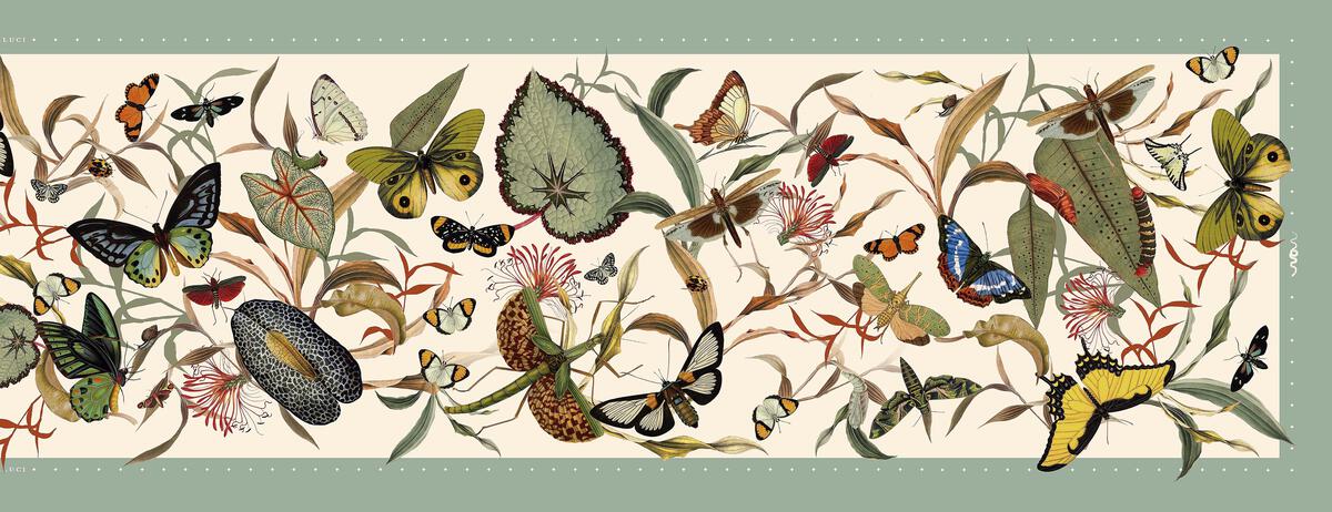 TABLE RUNNER AQUA BUTTERFLY 48cm x 280cm / 189in x 1102in - MISI HOME
